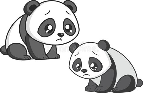 Sad Cartoon Pandas Expressive And Emotional Vector Art Stock Vector
