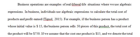 Examples Of Real Life Application Of Algebraic Expressions Homeworksmontana