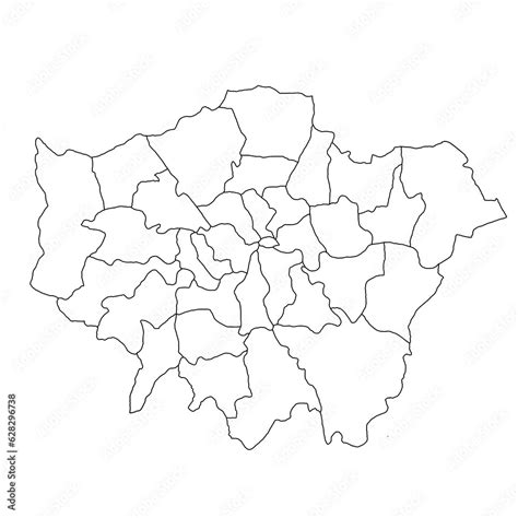 London Ceremonial Counties Blank Map High Detailed Illustration Map