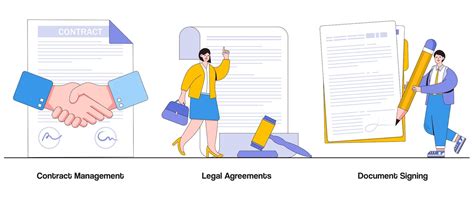 Premium Vector Contract Management Legal Agreements Document Signing Concept With Character