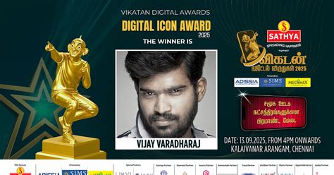 Digital Icon 2025 Vijay Varadharaj Vikatan Digital Awards Digital Icon Award Winner