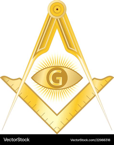 Golden Masonic Square And Compass Symbol Vector Image
