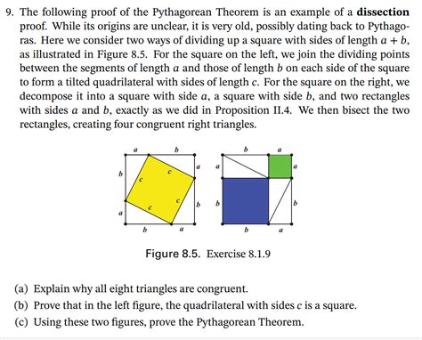 Solved 9 The Following Proof Of The Pythagorean Theorem Is