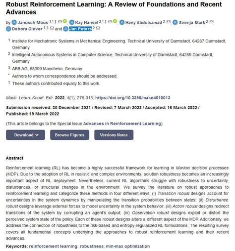 Make Mdpi On Linkedin Robust Reinforcementlearning Views Citations