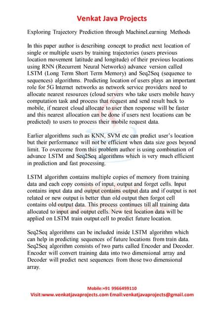 Exploring Trajectory Prediction Through Machine Learning Methods Docx Internet Computing
