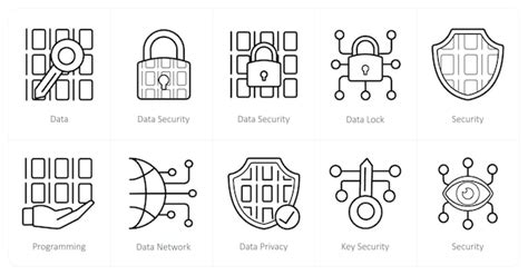 Premium Vector A Set Of 10 Security Icons As Data Data Security Data Lock