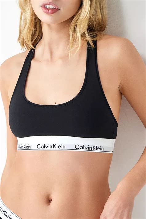 Calvin Klein Modern Cotton Black Racerback Bralette Urban Outfitters Uk