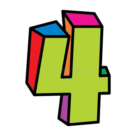 Four Or Number 4 Vector Logo Colorful Playful Design Illustration Stock Vector Illustration Of