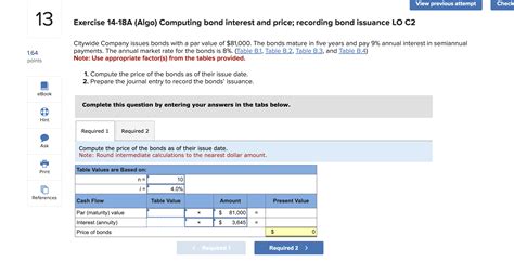 Exercise 14 18A Algo Computing Bond Interest And Chegg Com