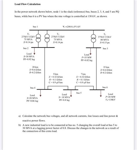 Solved Load Flow Calculation In The Power Network Shown