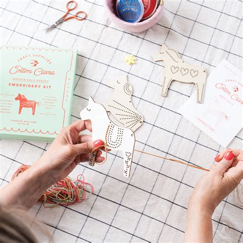 Embroidery Wooden Board Kit Wooden Embroidery Kit Dala Horses