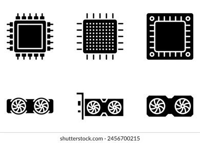 Gpu Icon Set Circuit Board Icon Stock Vector Royalty Free 2456700215 Shutterstock