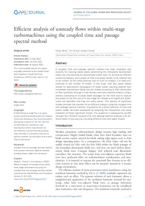 Pdf Efficient Analysis Of Unsteady Flows Within Multi Stage