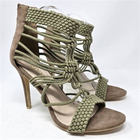 Envy By Cherag Shoes Envy By Cherag High Heel Caged Sandals Open Toe Size 8 Olive Green Tan