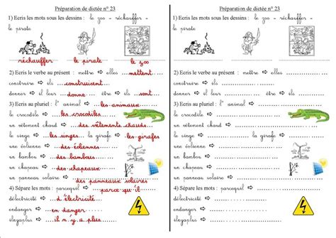 Préparation De Dictée N° 23 Ce2 La Classe Des Ce De Villebois