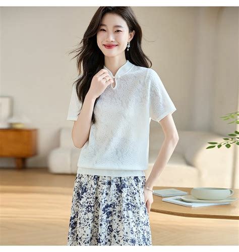 여자 라운드넥티 상의 여성 편한 쿨링 반팔 냉장고 우아하고 세련된 여름 티몬