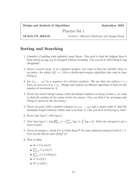 Daa Practice Set Pdf