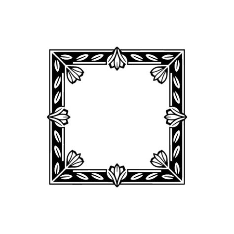 Elegant Floral Square Frame Monochrome Decorative Border 67554916