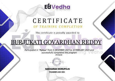 Python Internship Training Certificate Learningjourney