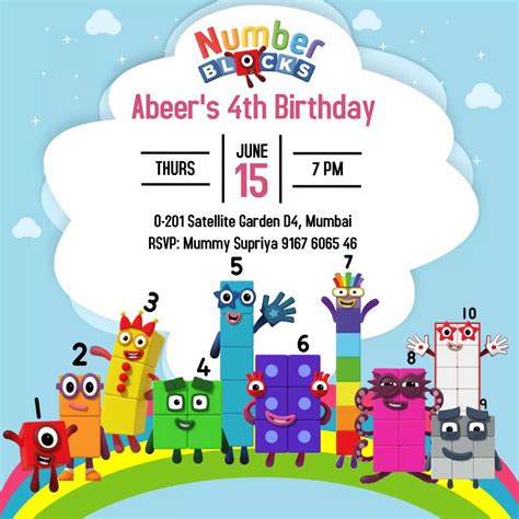 Number Blocks Birthday Invitation Artofit