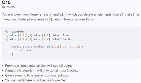 Solved Q16 10 Points You Are Given Two Integer Arrays A1 And