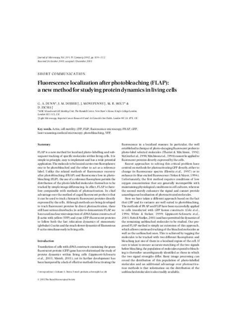 Pdf Fluorescence Localization After Photobleaching Flap A New