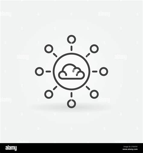 Cloud Computing Linear Vector Concept Icon Or Logo Element Stock Vector