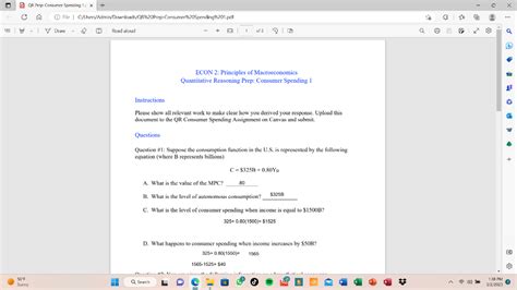 Solved ECON Principles Of Macroeconomics Quantitative Chegg