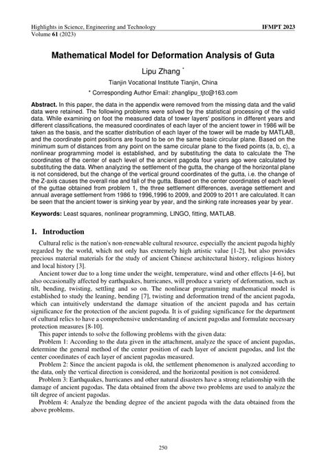 Pdf Mathematical Model For Deformation Analysis Of Guta