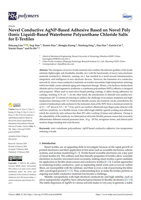 Pdf Novel Conductive Agnp Based Adhesive Based On Novel Poly Ionic Liquid Based Waterborne