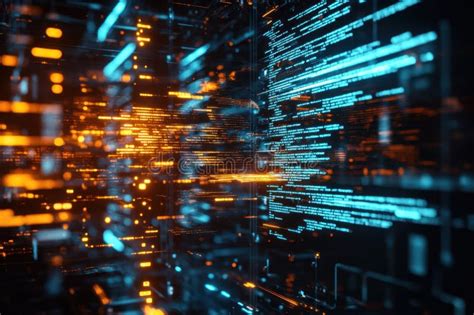 Dynamic Visualization Of Digital Data Flow In A Futuristic Environment Stock Illustration