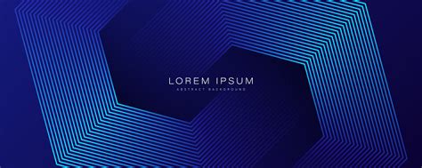 짙은 파란색 배경에 추상적인 파란색으로 빛나는 기하학적 선 모던한 반짝이는 블루 육각형 라인 패턴 기하학적 줄무늬 라인 아트 디자인 기술 미래 개념입니다 벡터 그림 0명에