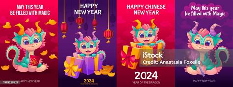 2024년 중국 설날 아기 공룡 황금 요소 구름 빨간 봉투 선물 상자를 위한 귀여운 드래곤이 있는 카드 세트 인쇄를 위한