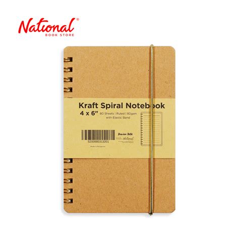 Premiere Notes Spiral Kraft Notebook With Elastic Band 4x6 Inches 80 Sheets Ruled School Supplies