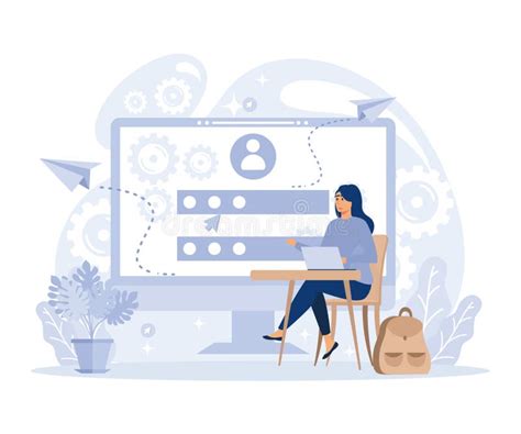 Online Class Meet Vector Concept Male Young School Teacher Stock