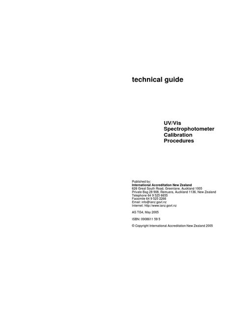 Technical Guide Uv Vis Spectrophotometer Calibration Procedures Pdf Spectrophotometry