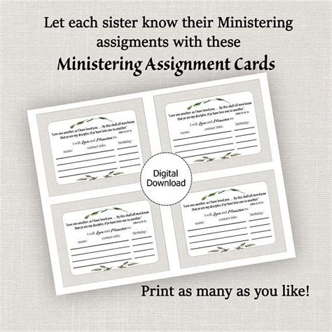Ministering Assignment Card Printable Ministering Interview