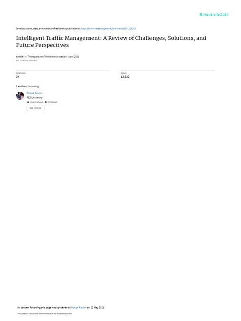 Intelligent Traffic Management A Review Of Challenges Solutions And Future Perspectives Pdf