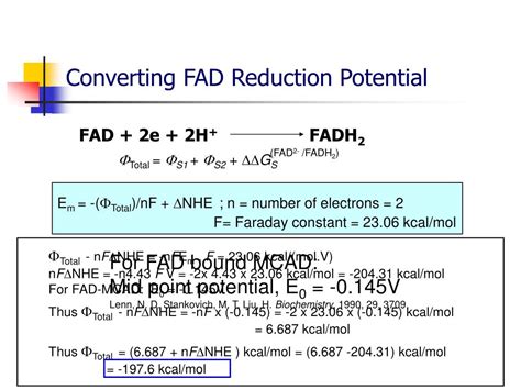 PPT Calculation Of Reduction Potential Of FAD In MCAD Using Combined DFTB MM Simulations