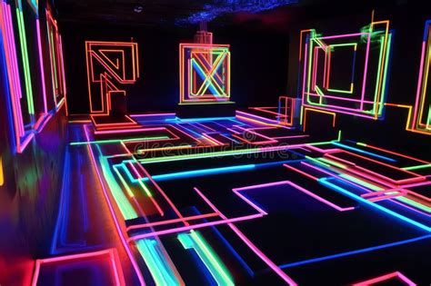 A Cutting Edge Digital Design Featuring Intricate Neon Pathways And Luminous Geometric Shapes