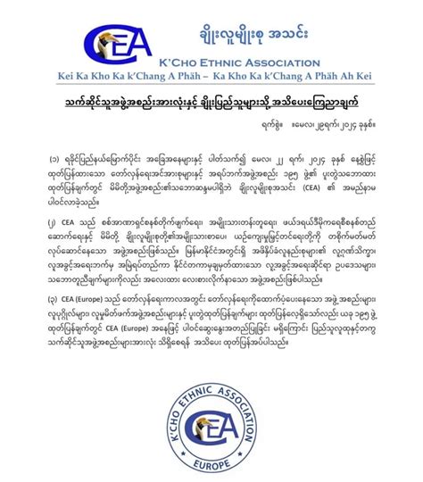 ချိုးလူမျိုးစုအဖွဲ့အစည်း၏ သဘောဆန္ဒမပါရှိဘဲ အဖွဲ့အစည်း ၁၉၅ ဖွဲ့ ကြေညာချက်ထဲတွင် ပါဝင်နေမှုအပေ