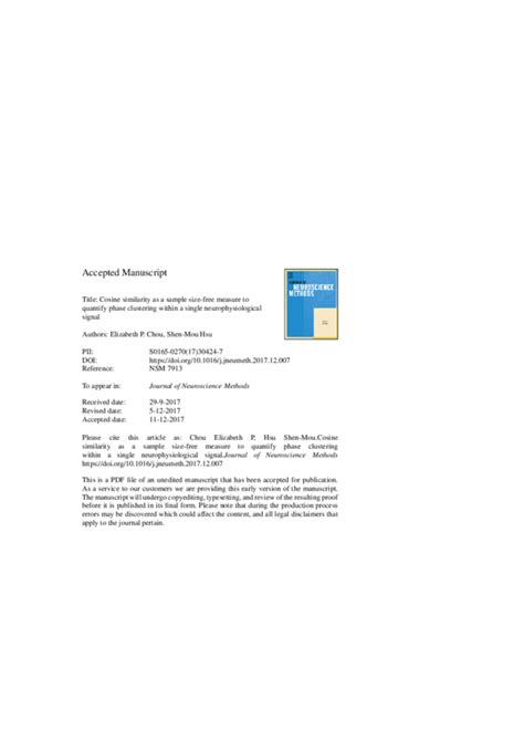 Pdf Cosine Similarity As A Sample Size Free Measure To Quantify Phase Clustering Within A