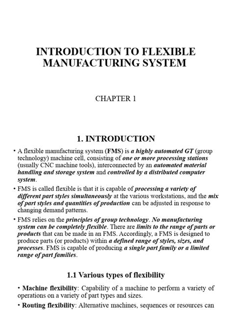 Chapter 1 Introduction To Fms Pdf Automation Machining