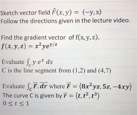 Solved Sketch Vector Field F X Y Y X Follow The Chegg Com