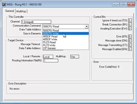 Message MSG MicroLogix 1400 Writing Data Over Ethernet To A MicroLogix 1100 The Automation
