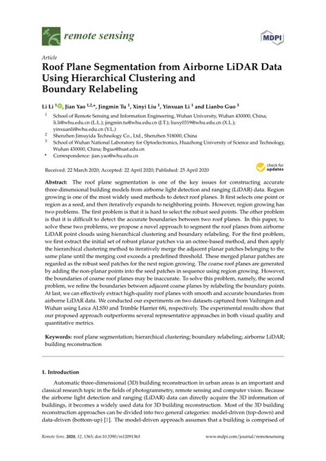 Pdf Roof Plane Segmentation From Airborne Lidar Data Using