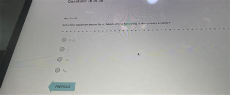 solved 4 x 5 8solve the equation above for x ﻿which of the