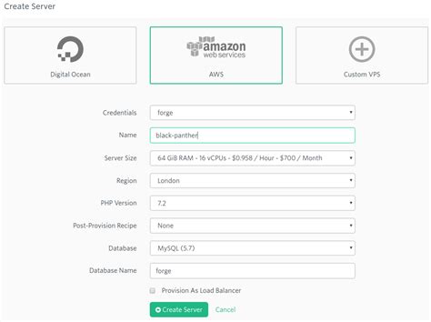 using laravel forge with amazon web services
