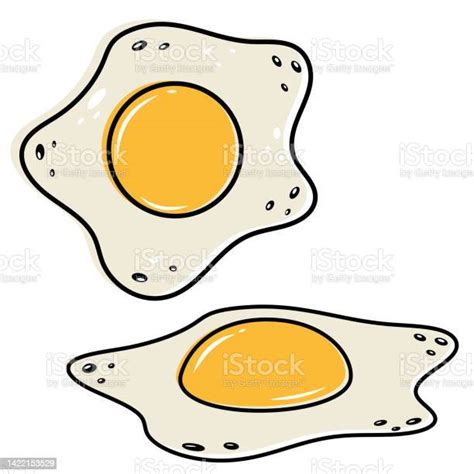 튀긴 계란 아침 식사 만화 스타일 컬러 격리 벡터 일러스트 레이 션 가정 생활에 대한 스톡 벡터 아트 및 기타 이미지 가정 생활 건강한 생활방식 건강한 식생활