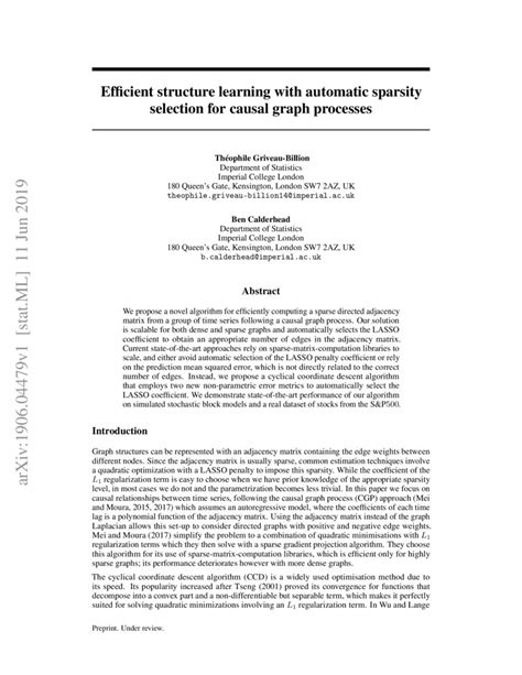 Efficient Structure Learning With Automatic Sparsity Selection For